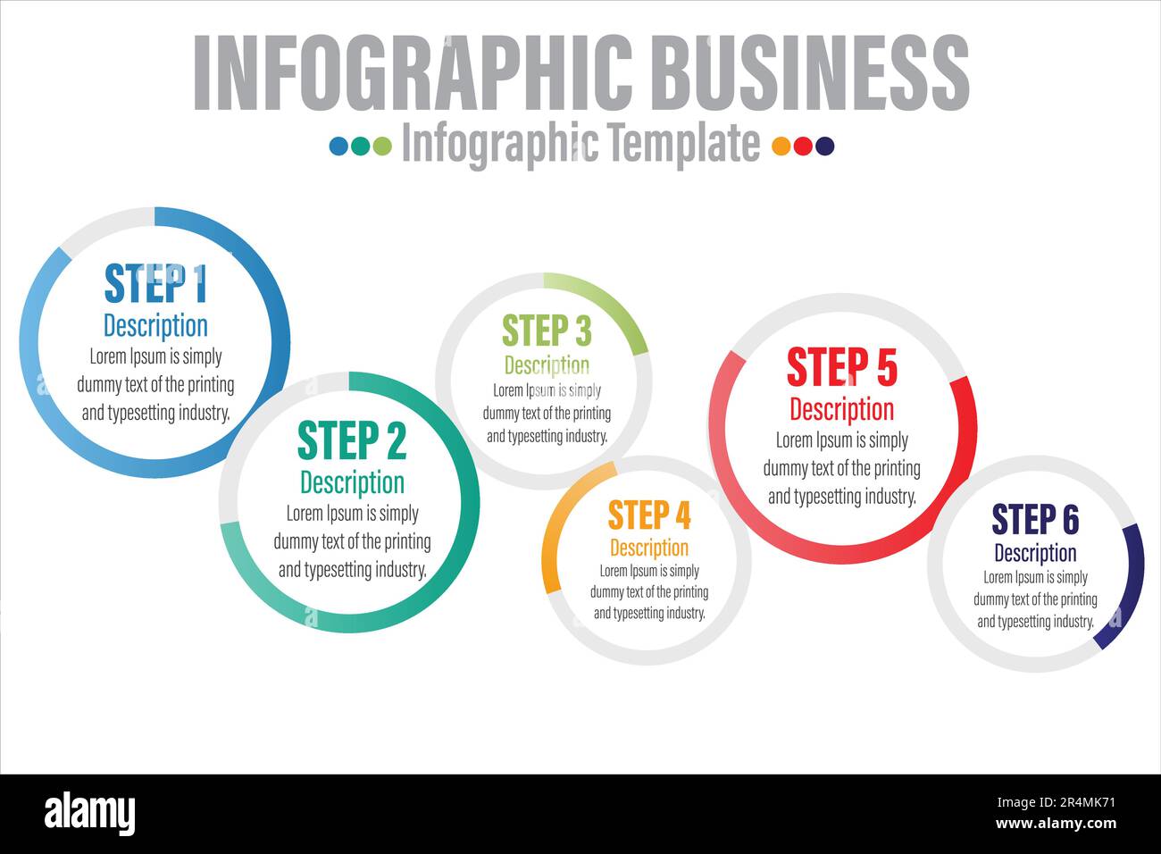 Business infographic design template with six 6 steps, six 6 options ...