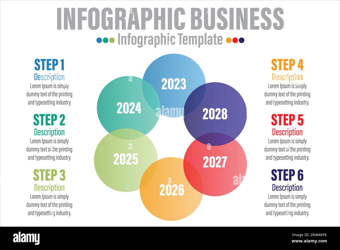 Business infographic design template with six 6 steps, six 6 options ...