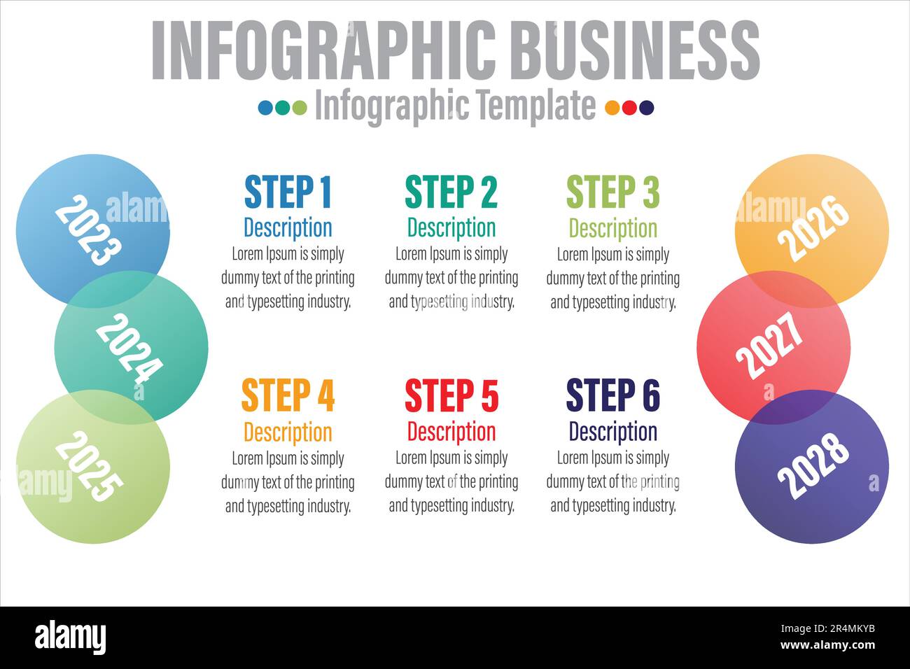 Business infographic design template with six 6 steps, six 6 options ...