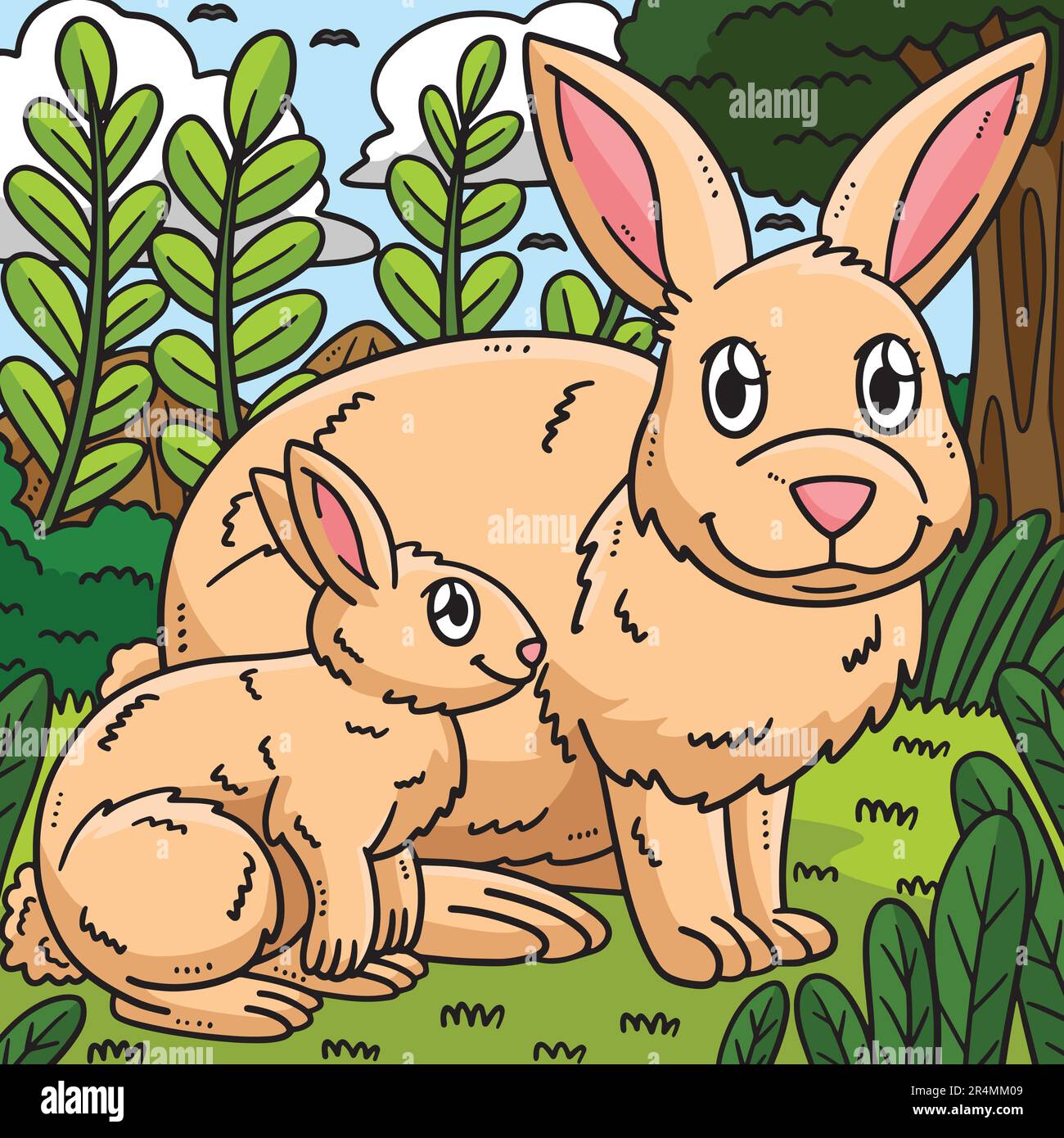 Mother Rabbit Baby Rabbit Colored Cartoon Stock Vector Image & Art - Alamy