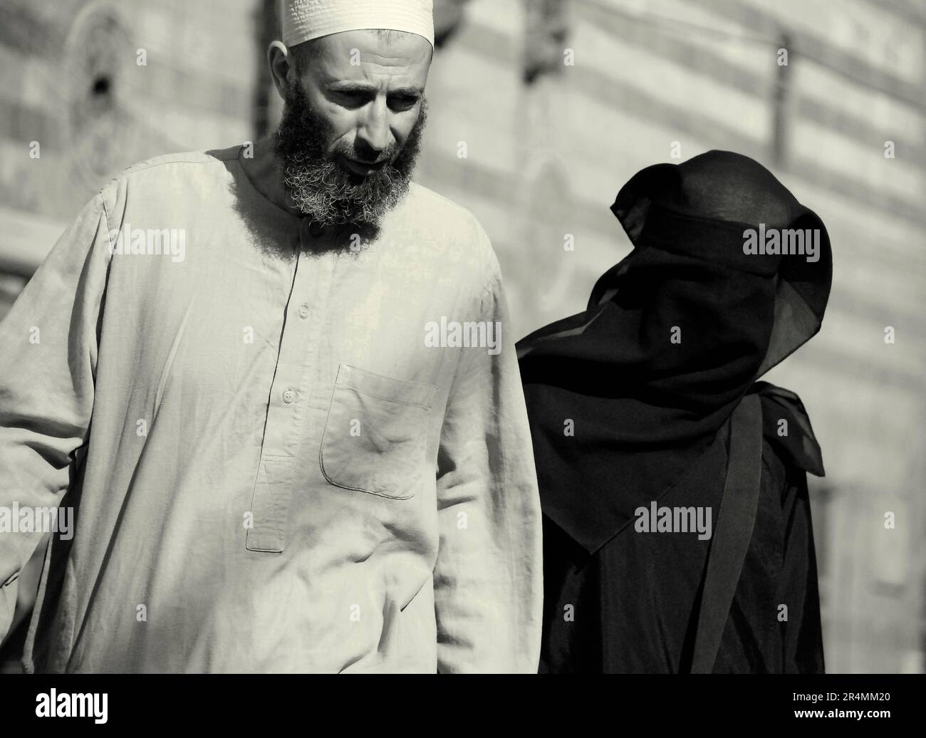 Portrait of muslims walking in the commercial centre of Damascus, Syria ...