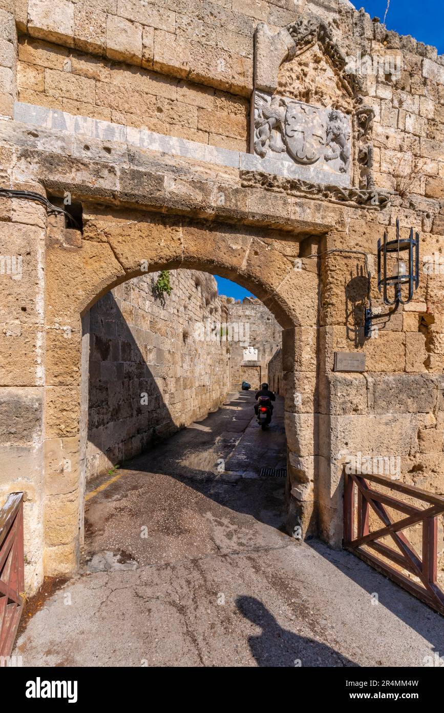 View of Saint Athanasios Gate, Old Rhodes Town, UNESCO World Heritage ...