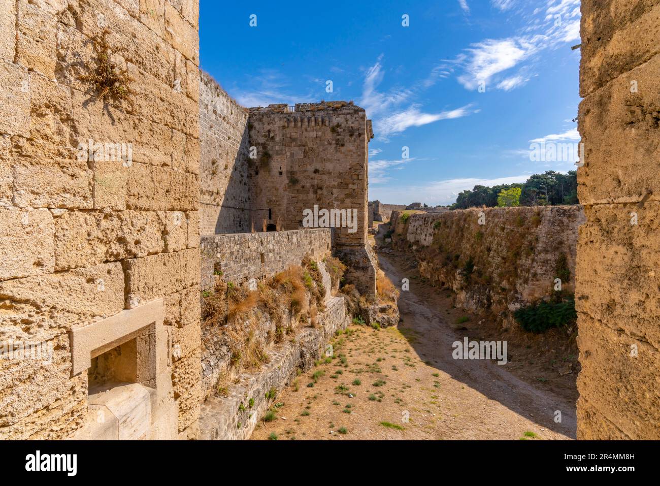 View of city walls from Saint Athanasios Gate, Old Rhodes Town, UNESCO ...