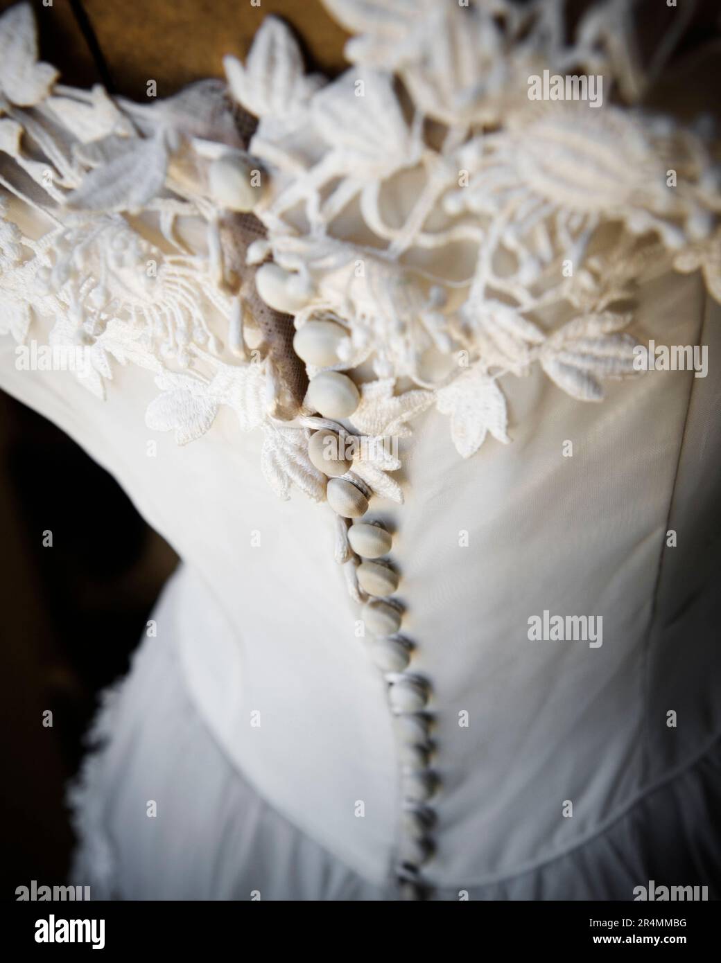 Rear view of the buttons on the back of a dressed mannequin Stock Photo ...