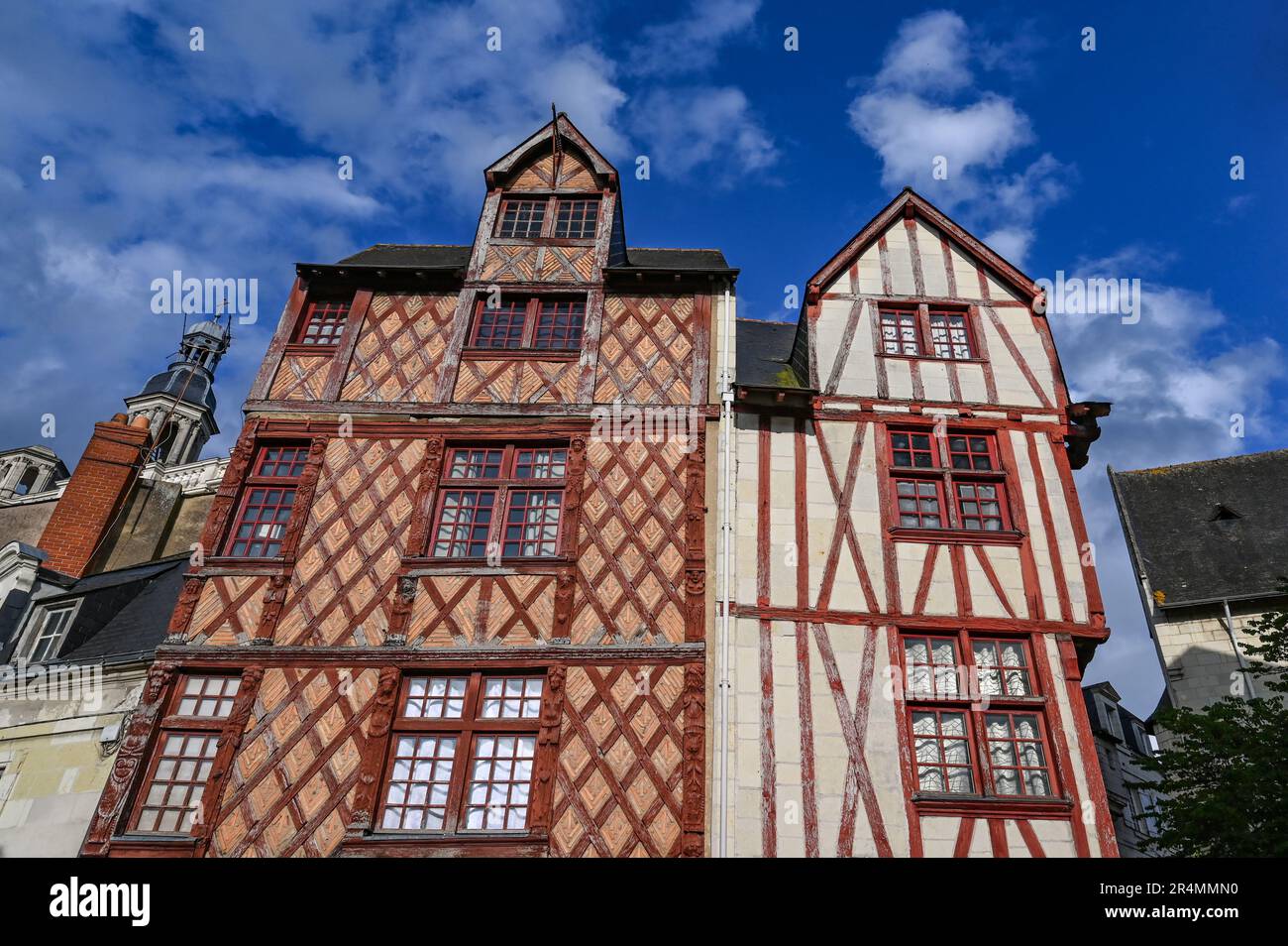 Half-timbered medieval houses at the place Saint-Pierre in Saumur ...