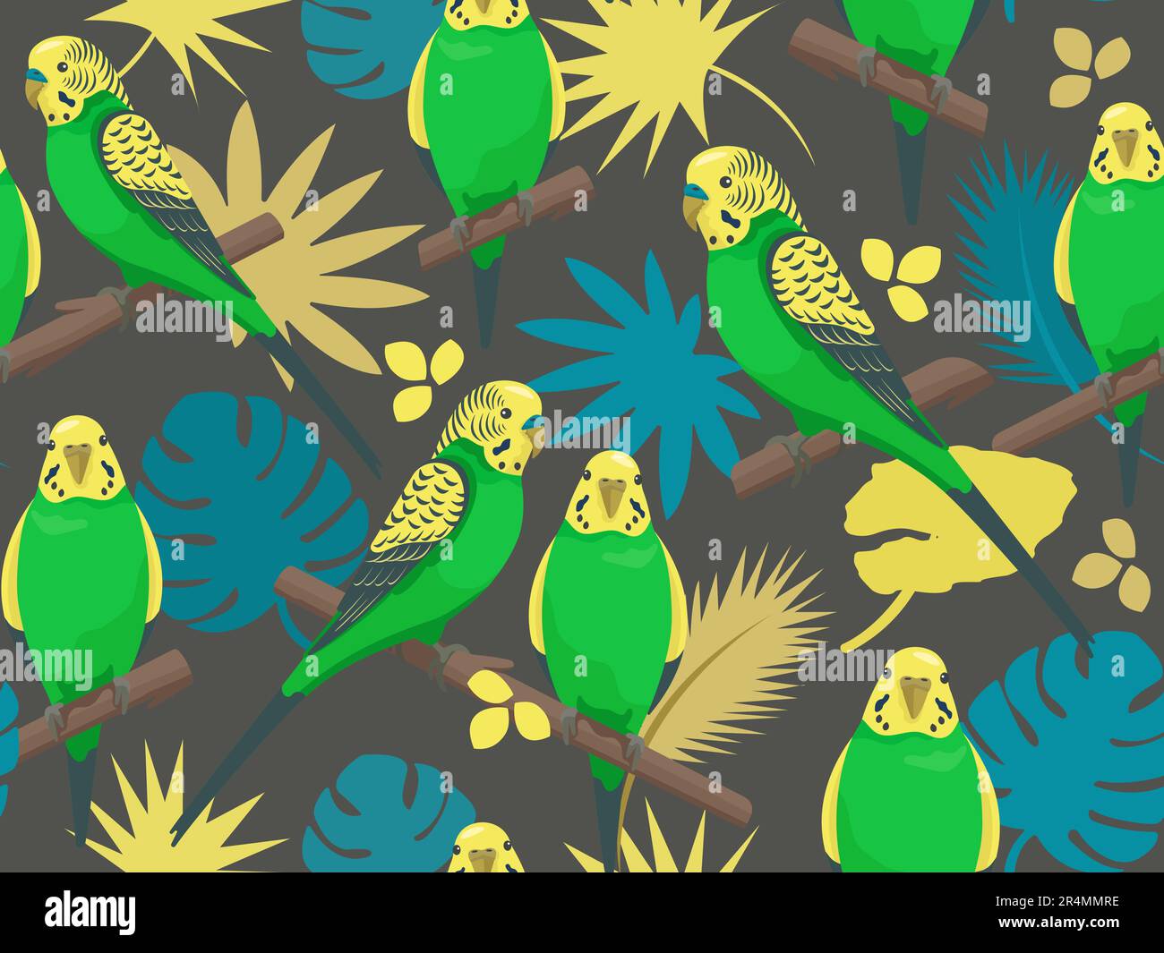 Seamless stylish pattern with colorful love parrots. Creative cartoon ...