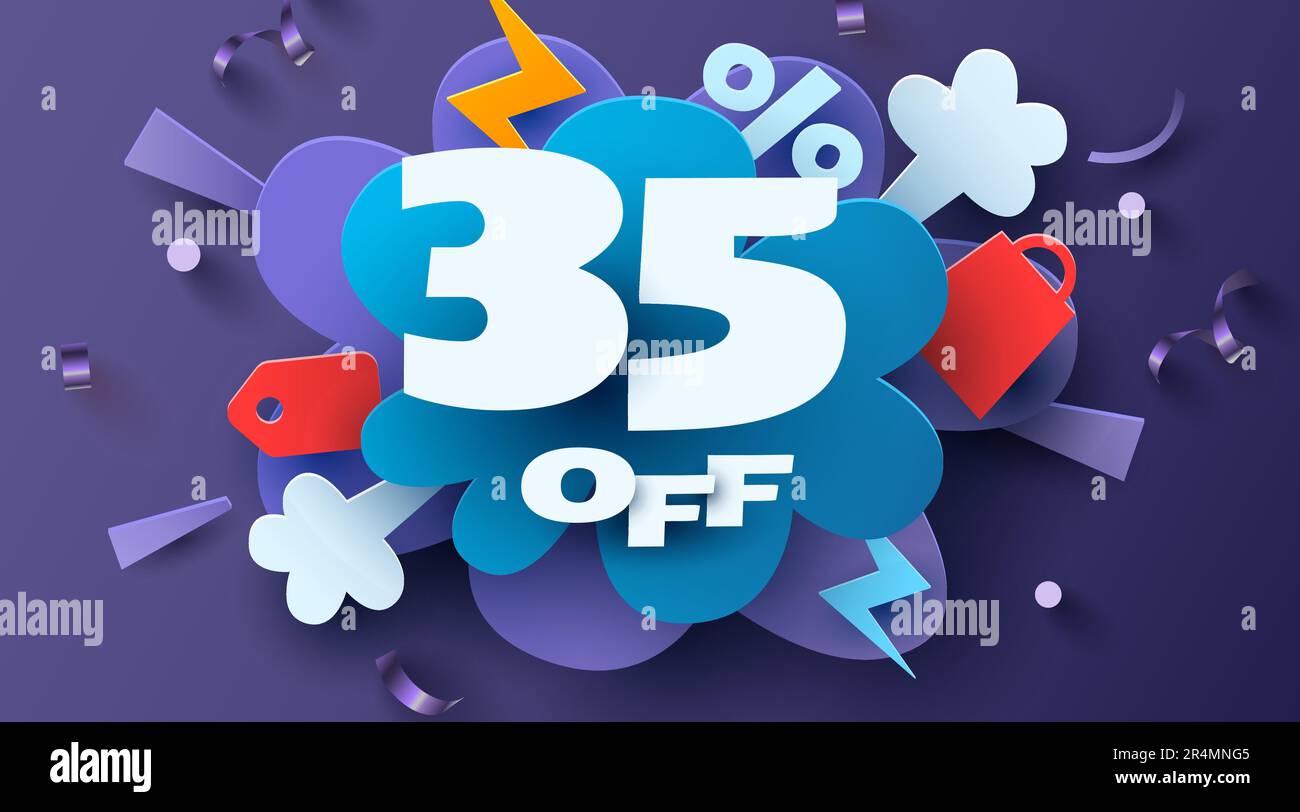 35 percent Off. Discount creative composition. Mega Sale. Vector ...