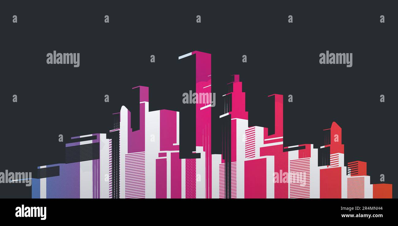 Metropolis - Colorful Urban Cityscape Silhouette, Vector Design Stock ...