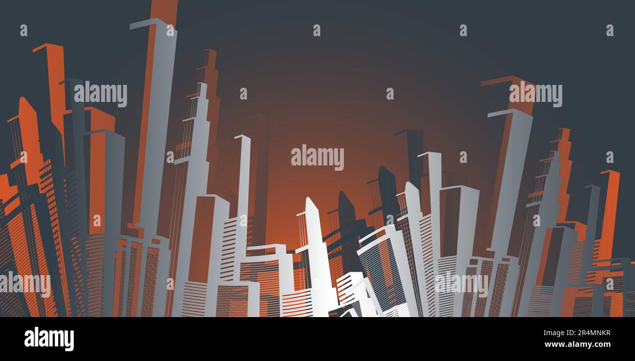 Metropolis - Abstract Colorful Urban Cityscape Silhouette, Vector ...