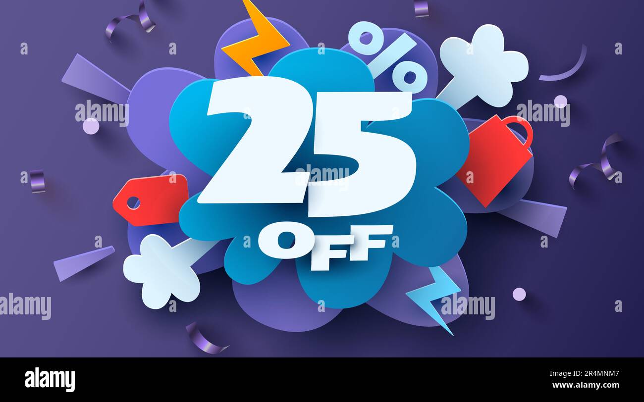 25 percent Off. Discount creative composition. Mega Sale. Vector ...