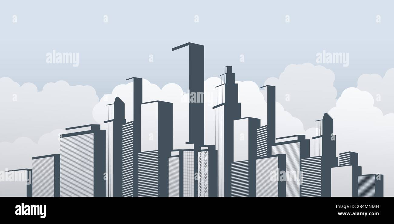 Metropolis - Colorful Urban Cityscape Silhouette, Vector Design Stock ...