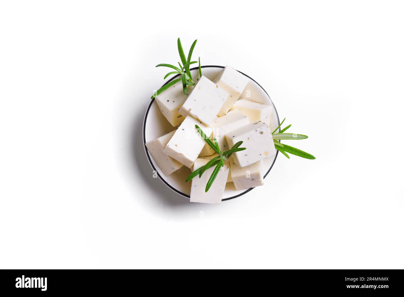 Greek Feta Cheese isolated on white background. Fresh Feta cheese with ...
