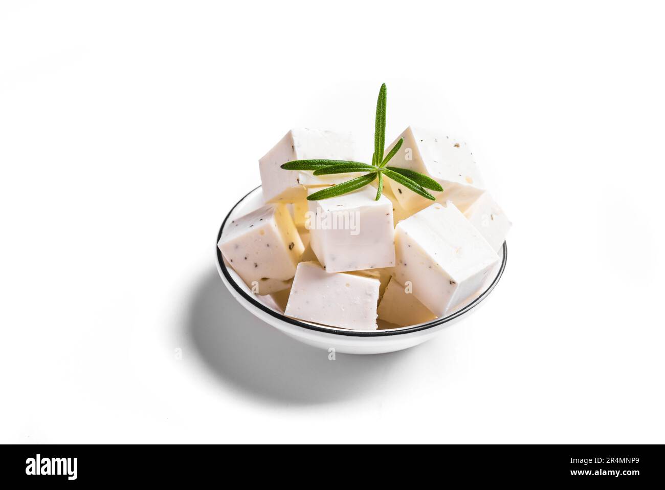 Greek Feta Cheese isolated on white background, front view. Fresh Feta ...