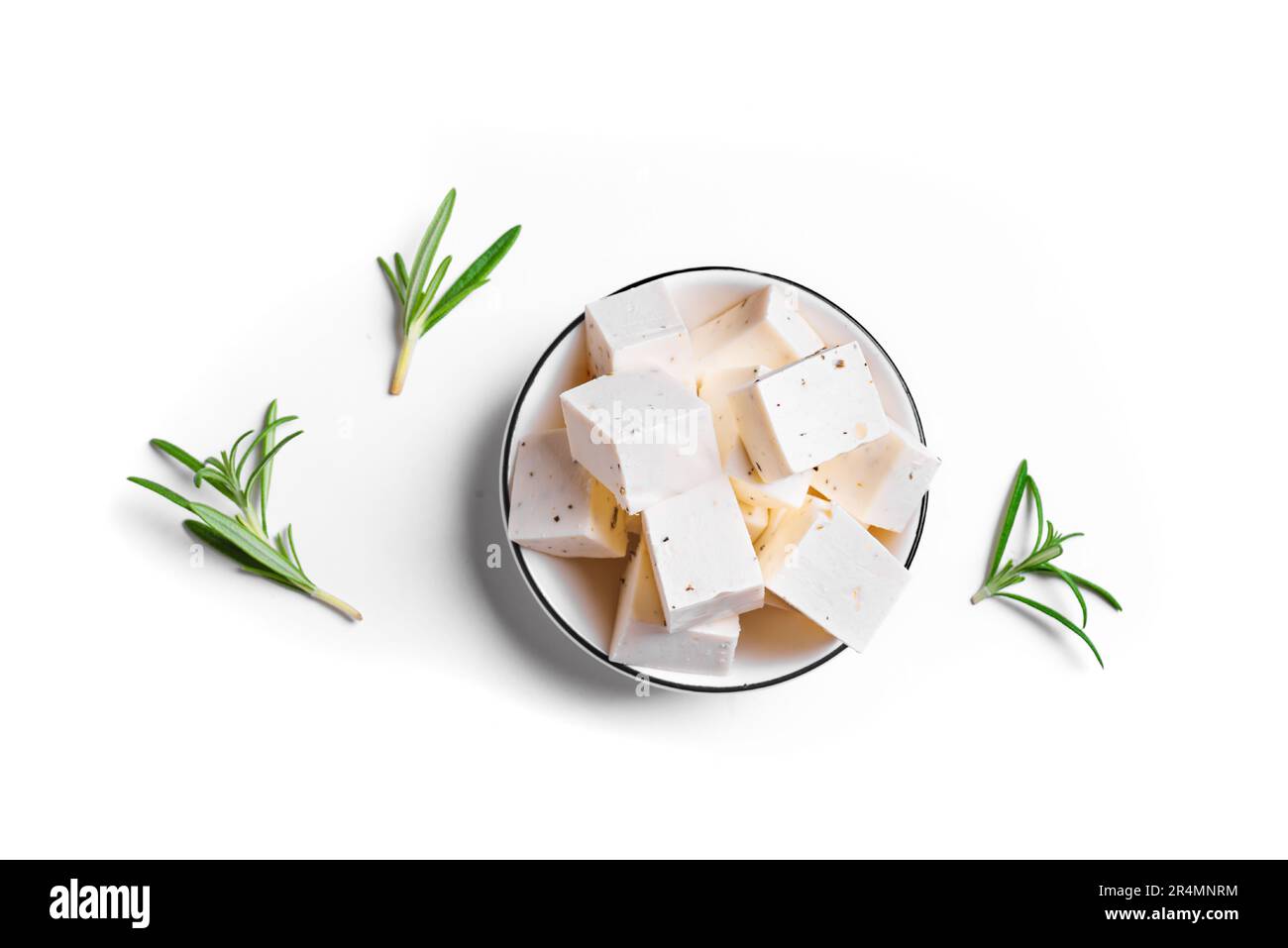 Greek Feta Cheese isolated on white background. Fresh Feta cheese with ...
