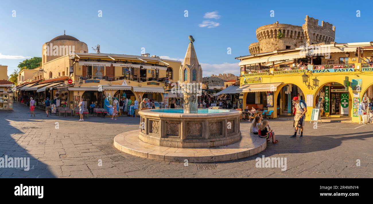 View of Hippocrates Square, Old Rhodes Town, UNESCO World Heritage Site ...