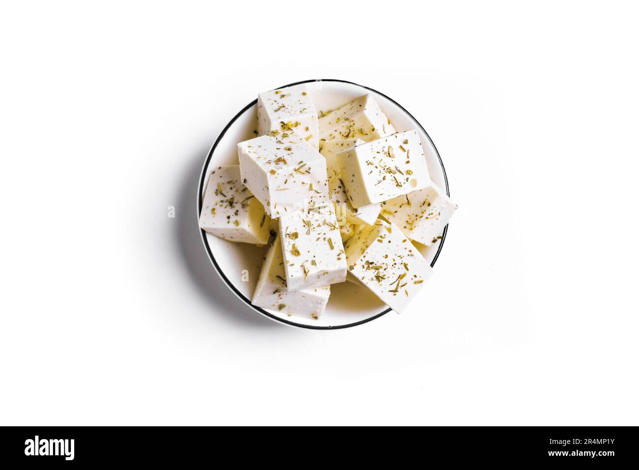 Greek Feta Cheese isolated on white background, top view. Fresh Feta ...