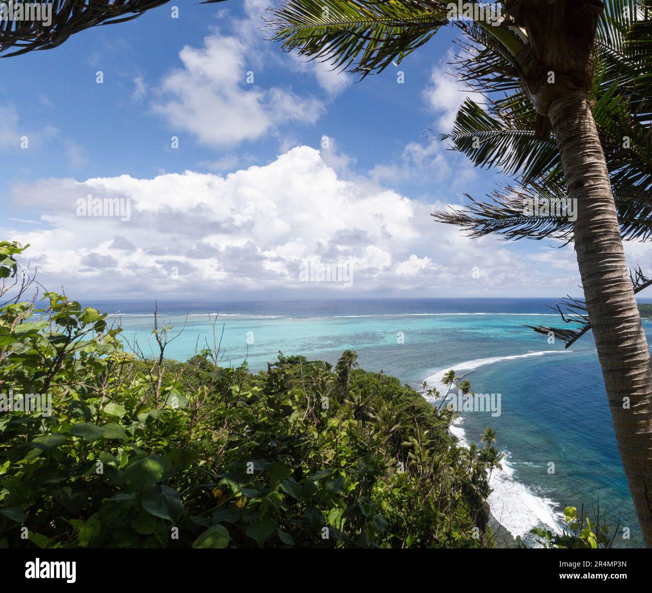 Aerial view of a reef lagoon and tropical plants, Samoa Stock Photo - Alamy