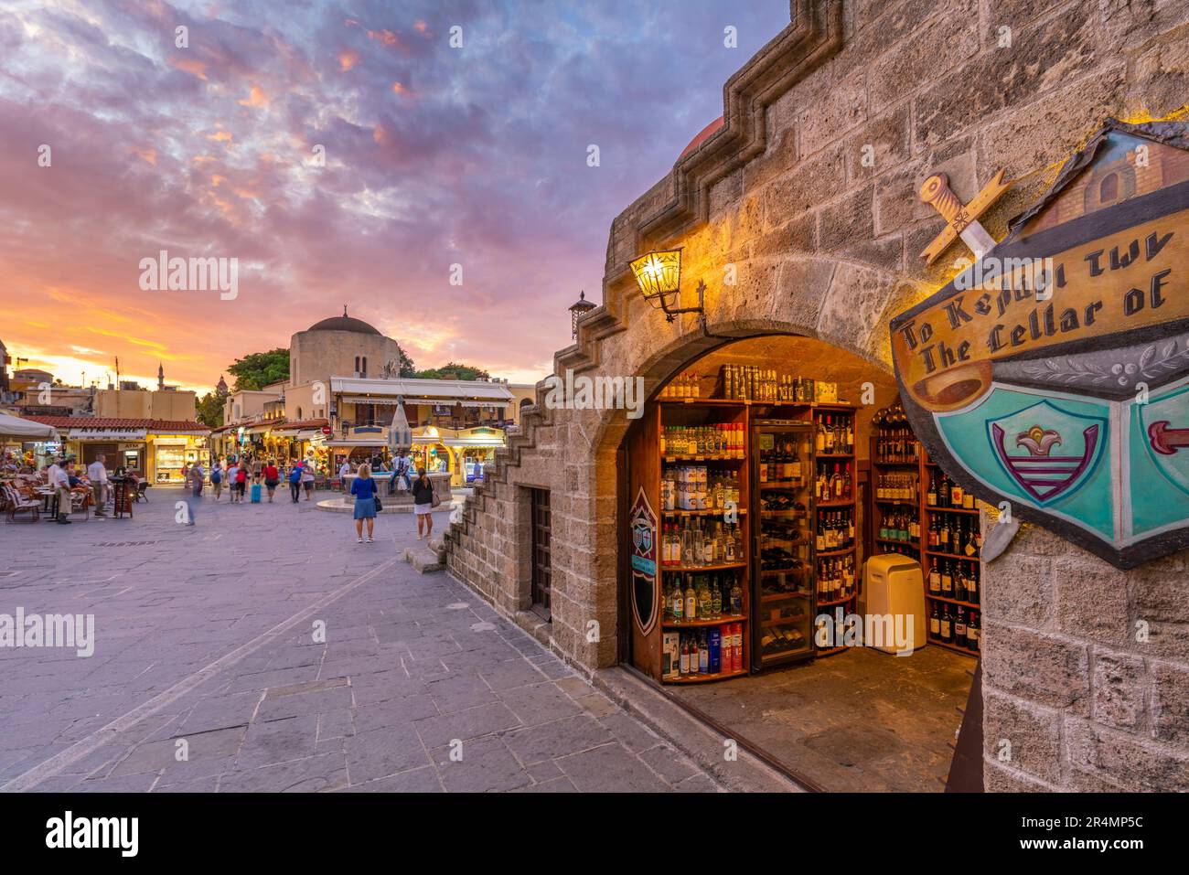 View of Hippocrates Square at sunset, Old Rhodes Town, UNESCO World ...