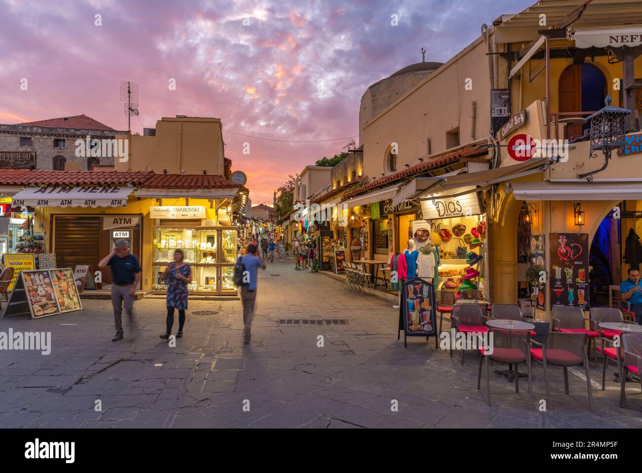 View of Hippocrates Square at dusk, Old Rhodes Town, UNESCO World ...