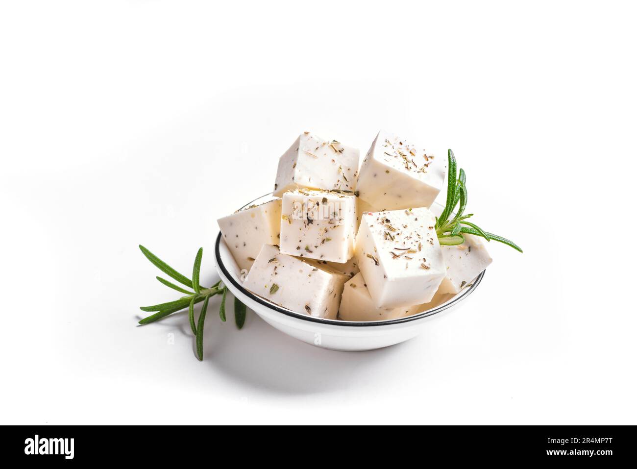 Greek Feta Cheese isolated on white background, top view. Fresh Feta ...