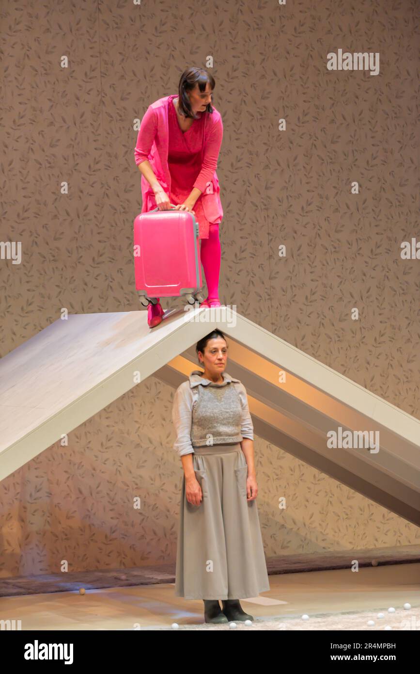 Santiago, Spain. Apr, 26th, 2023. Actresses Lidia Veiga and Merche ...