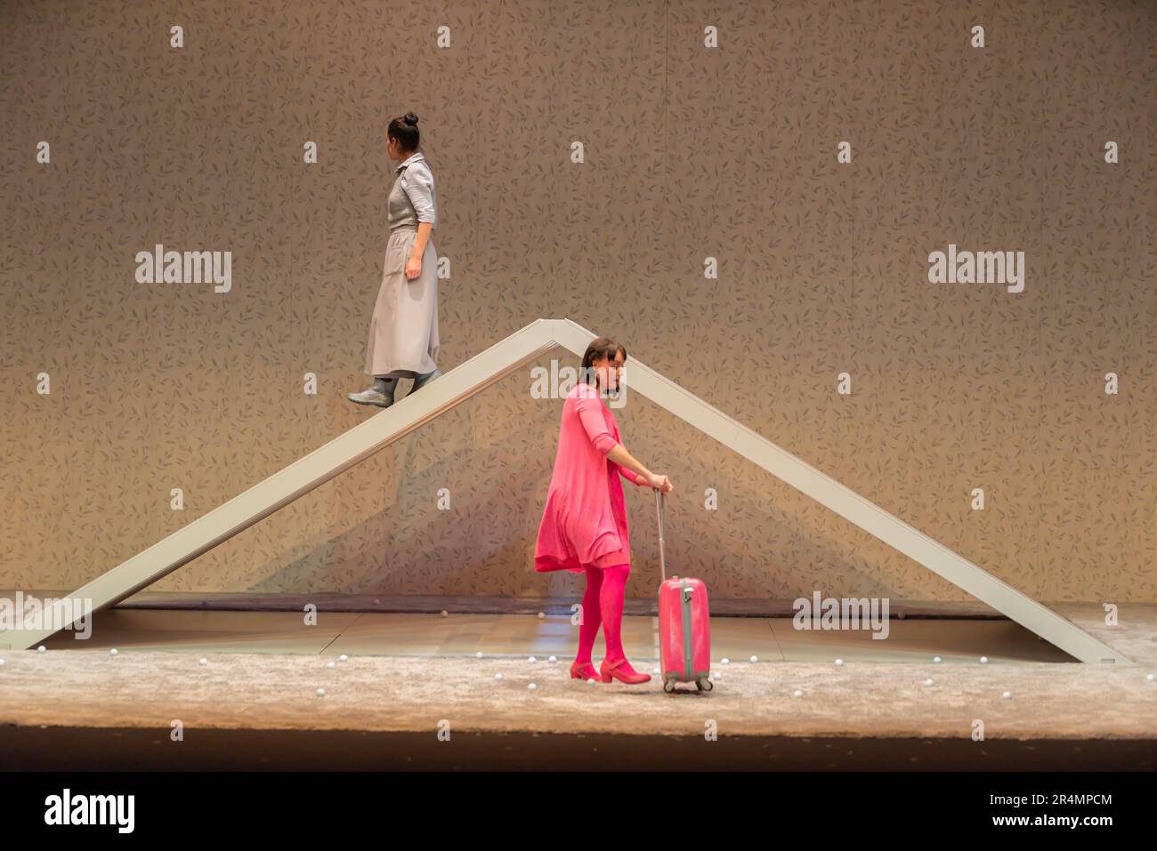 Santiago, Spain. Apr, 26th, 2023. Actresses Lidia Veiga and Merche ...