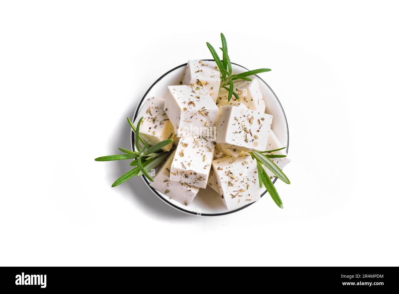 Greek Feta Cheese isolated on white background, top view. Fresh Feta ...