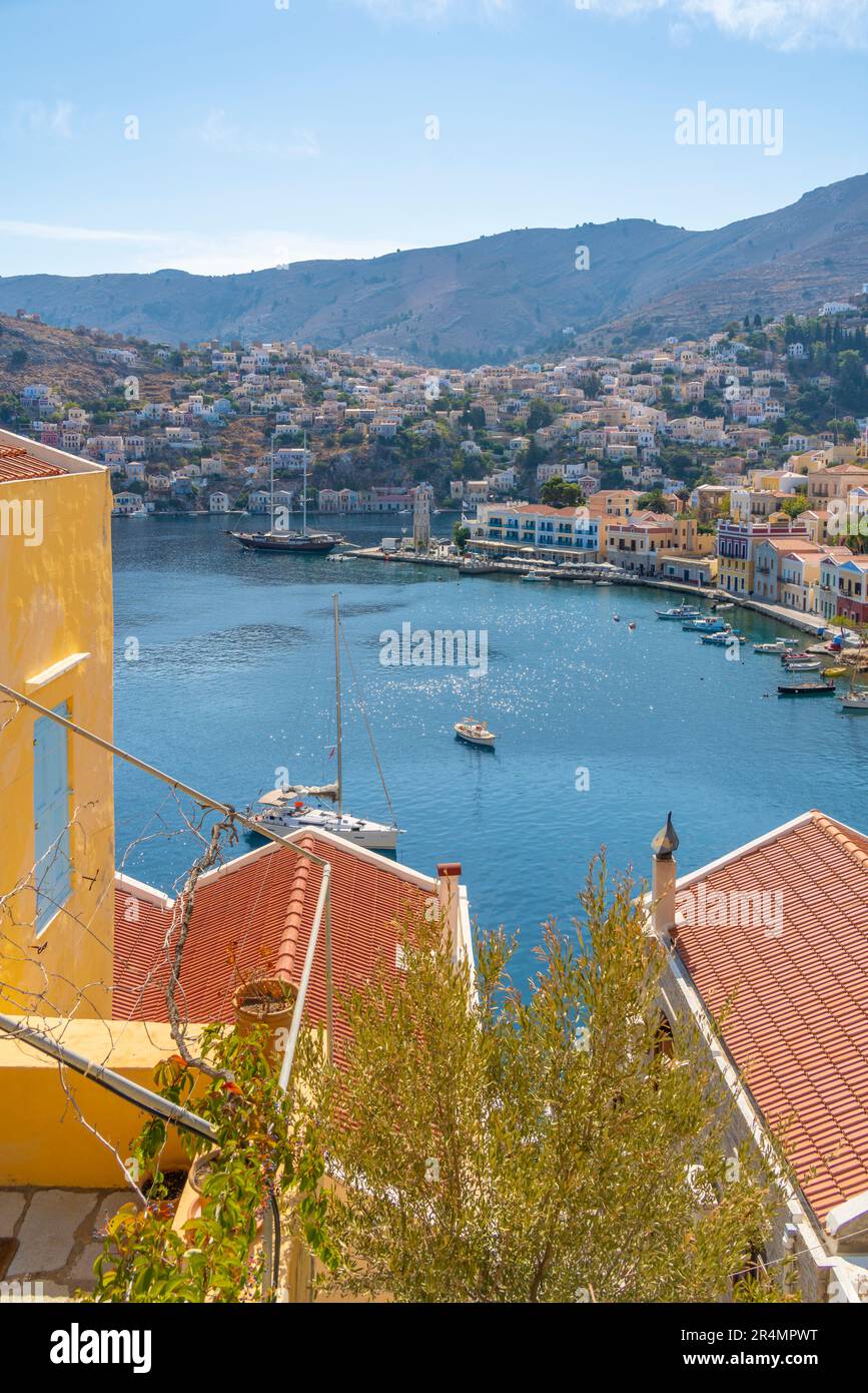 View of Symi Town from Annunciation Church, Symi Town, Symi Island ...