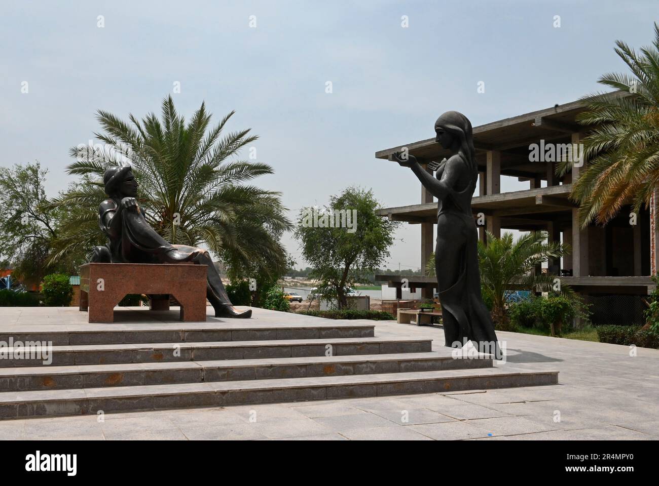 Bagdad, Iraq. 25th May, 2023. Bronze statues of Scheherazade and King Shahriyar from the stories ...