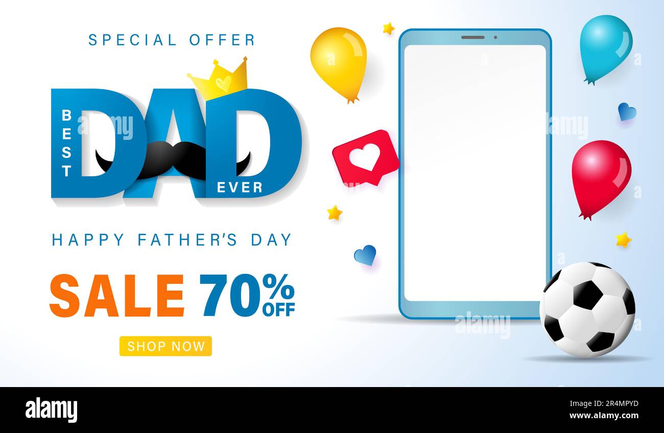 Fathers day sale up to 70 off best dad ever web banner and smartphone ...