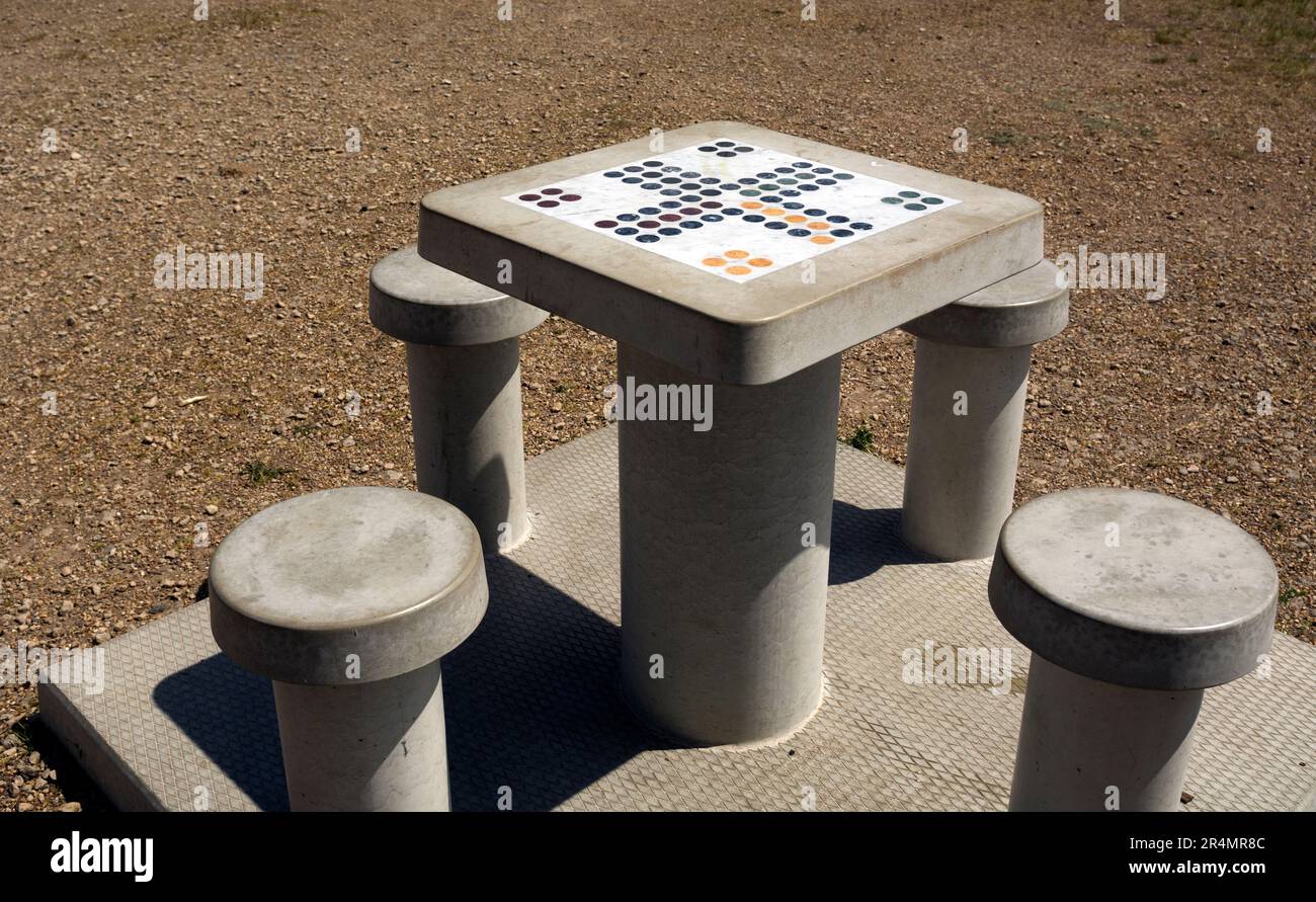 Public ludo table, Stratford-upon-Avon, Warwickshire, UK Stock Photo ...
