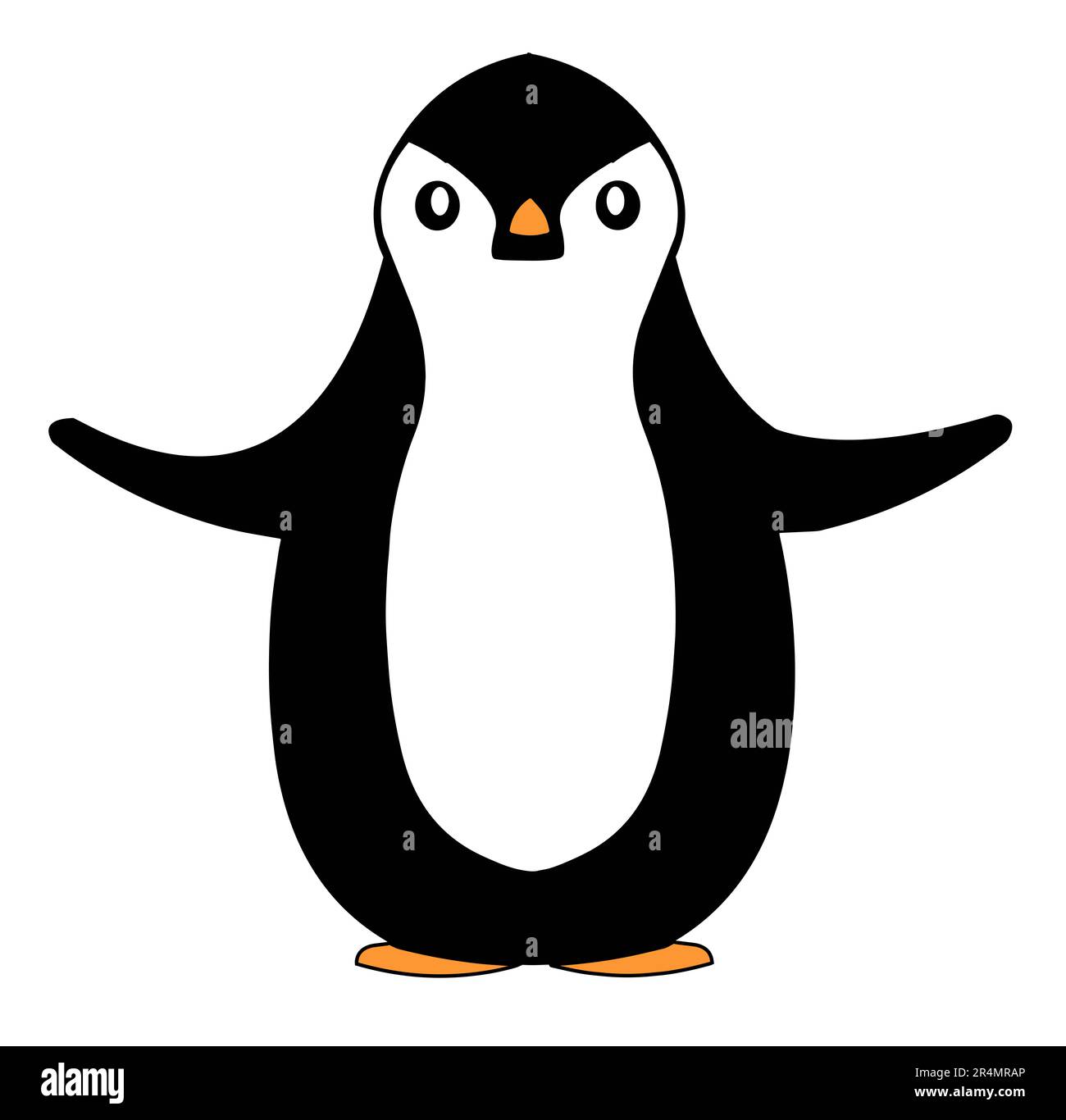 A single cartoon penguin set over a white background Stock Photo - Alamy