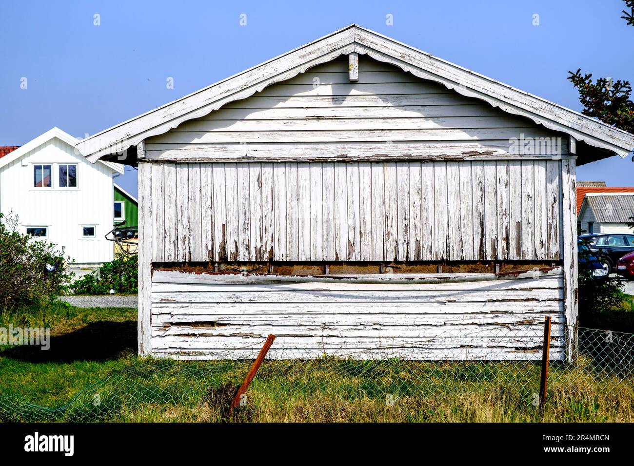 Olberg; Olbergstranden; Raege; Norway; May 20 2023, Traditional Old Weathered Beach Hut Against ...