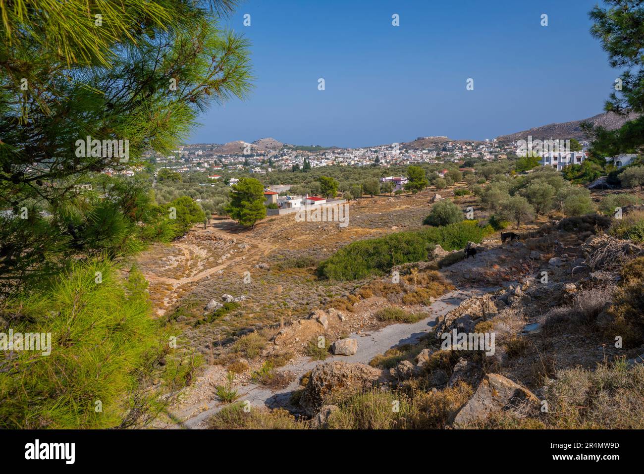 View of Archangelos and Archangelos Fort Castle, Rhodes, Dodecanese ...