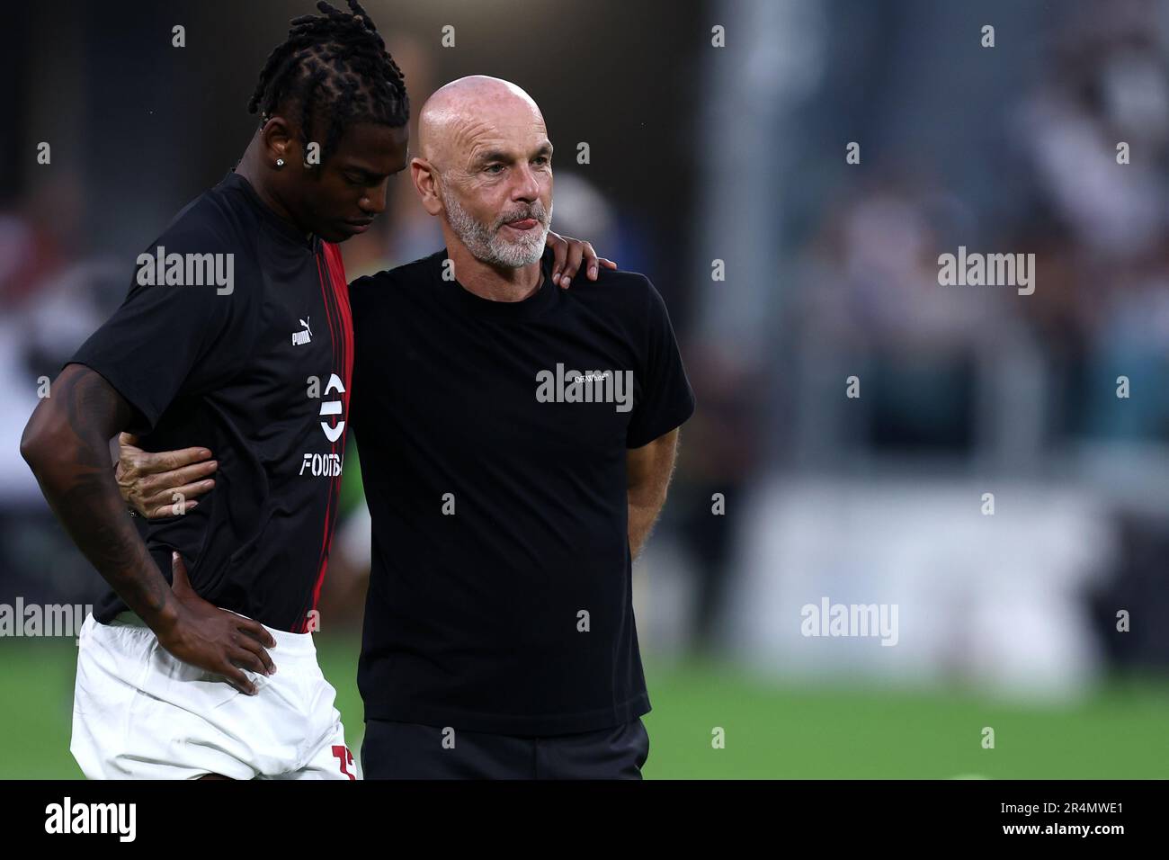 Torino, Italy. 28th May, 2023. Stefano Pioli, head coach of Ac Milan (R ...