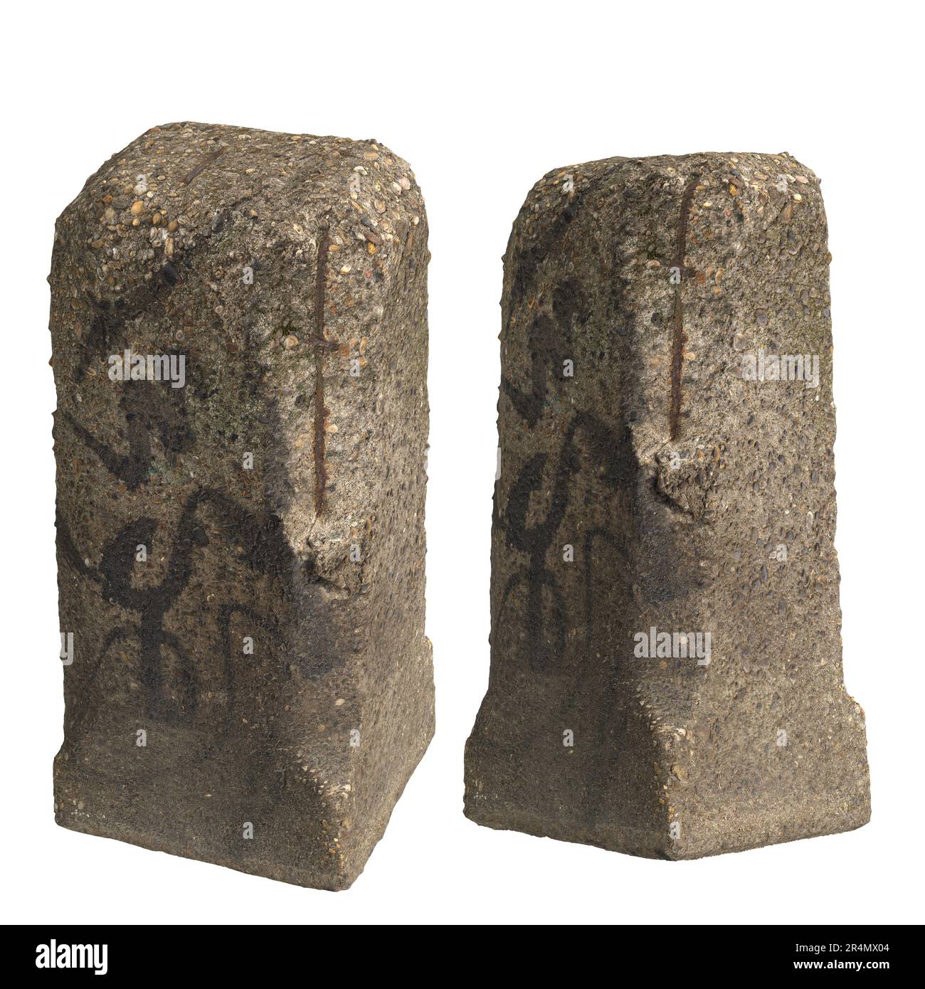 3d illustration of old milestones isolated on black background Stock ...