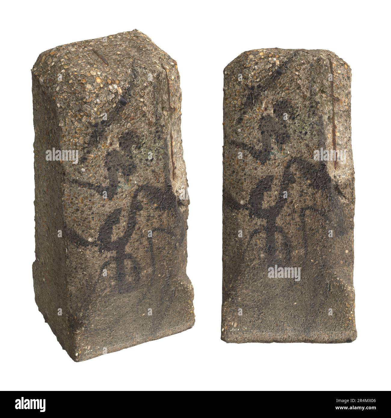 3d illustration of old milestones isolated on black background Stock ...