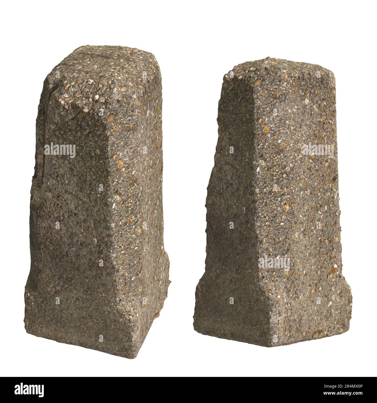 3d illustration of old milestones isolated on black background Stock ...