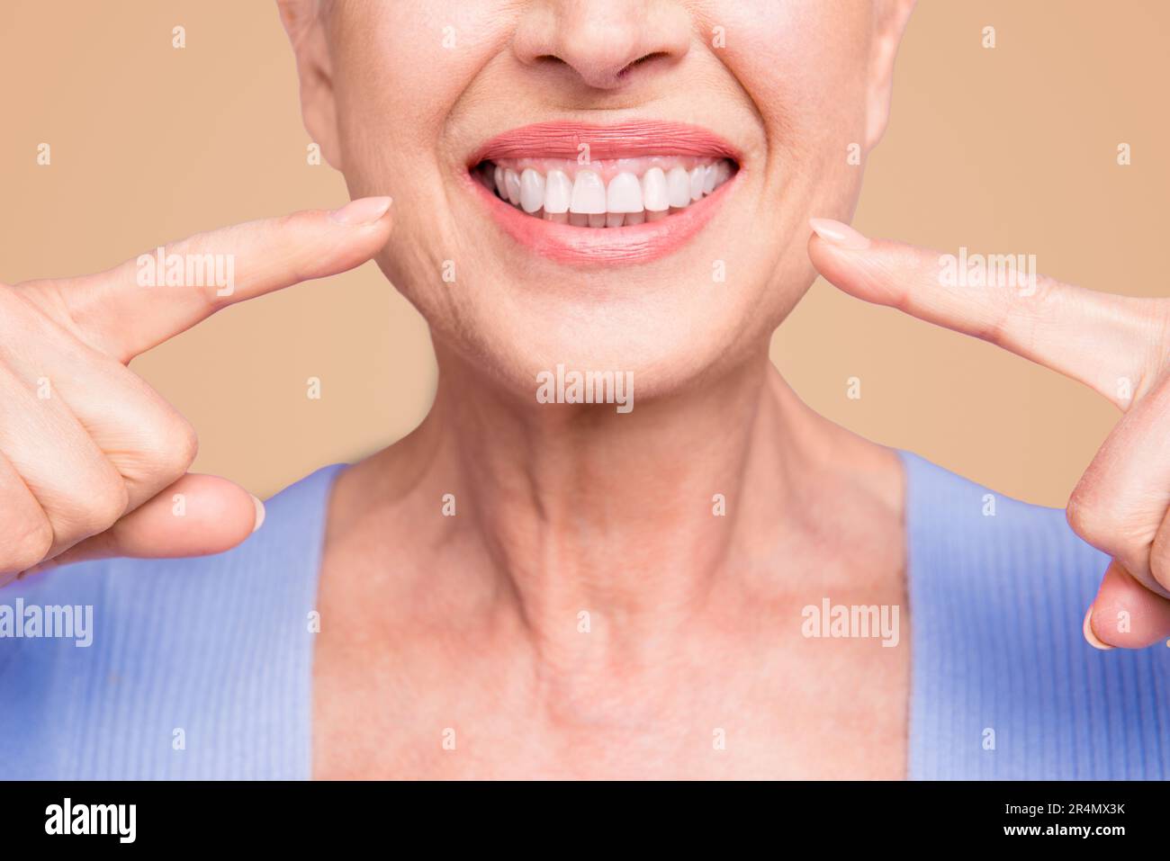Concept of having strong healthy straight white perfect teeth at old ...