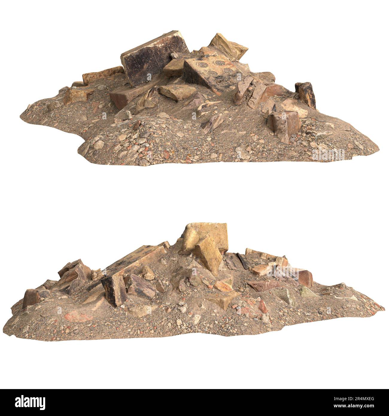 3d illustration of old rubble isolated on white background Stock Photo ...