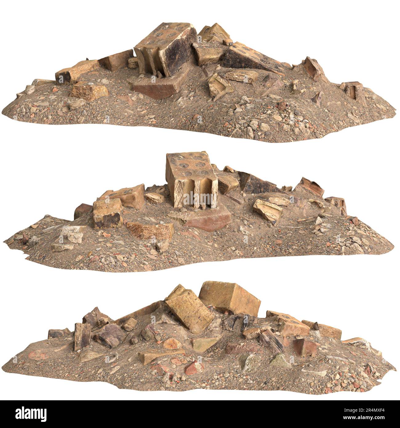 3d illustration of old rubble isolated on white background Stock Photo ...