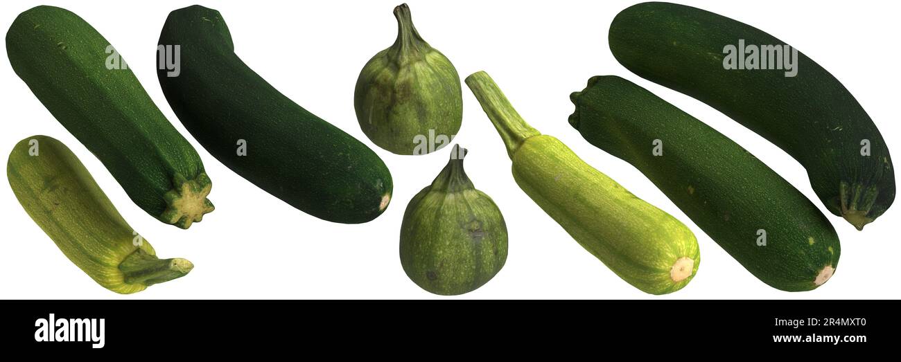 3d illustration of courgettes isolated on black background Stock Photo ...