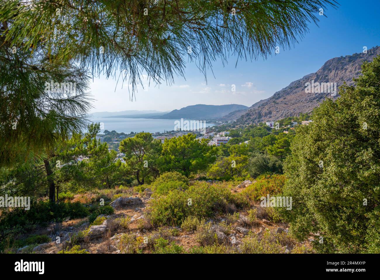 View of Pefki and coastline from elevated position, Pefki, Rhodes ...