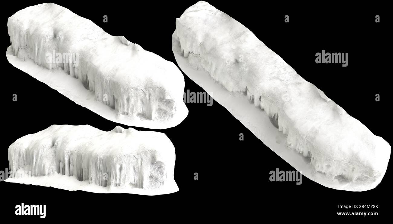 3d illustration of steep ice cliffs isolated on black background Stock ...