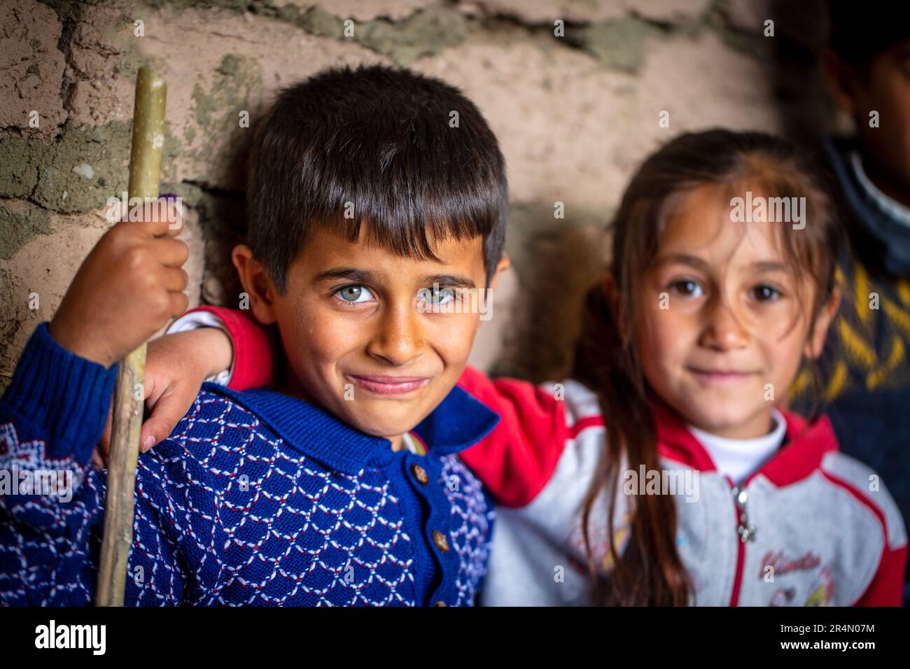 Gurpinar - Van - Turkey, May 21, 2023, Portrait of local folk children ...