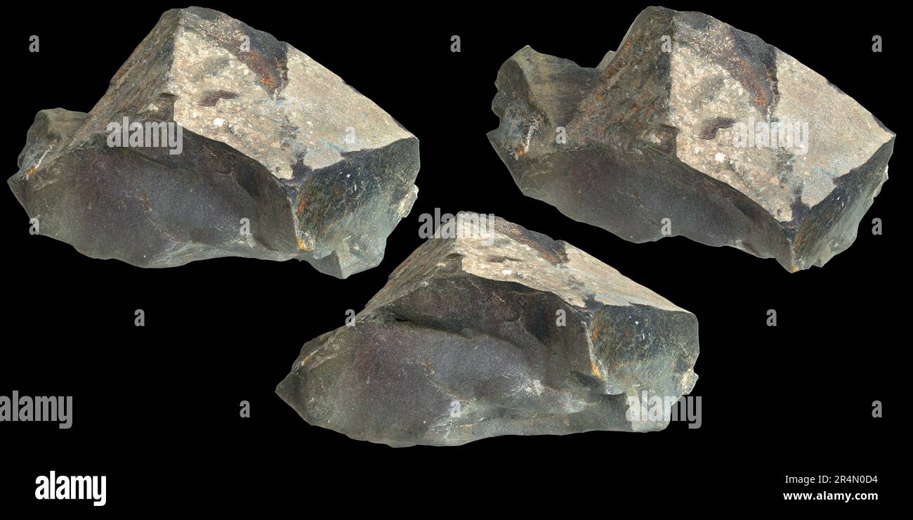 3d illustration of single rocks isolated on black background Stock ...