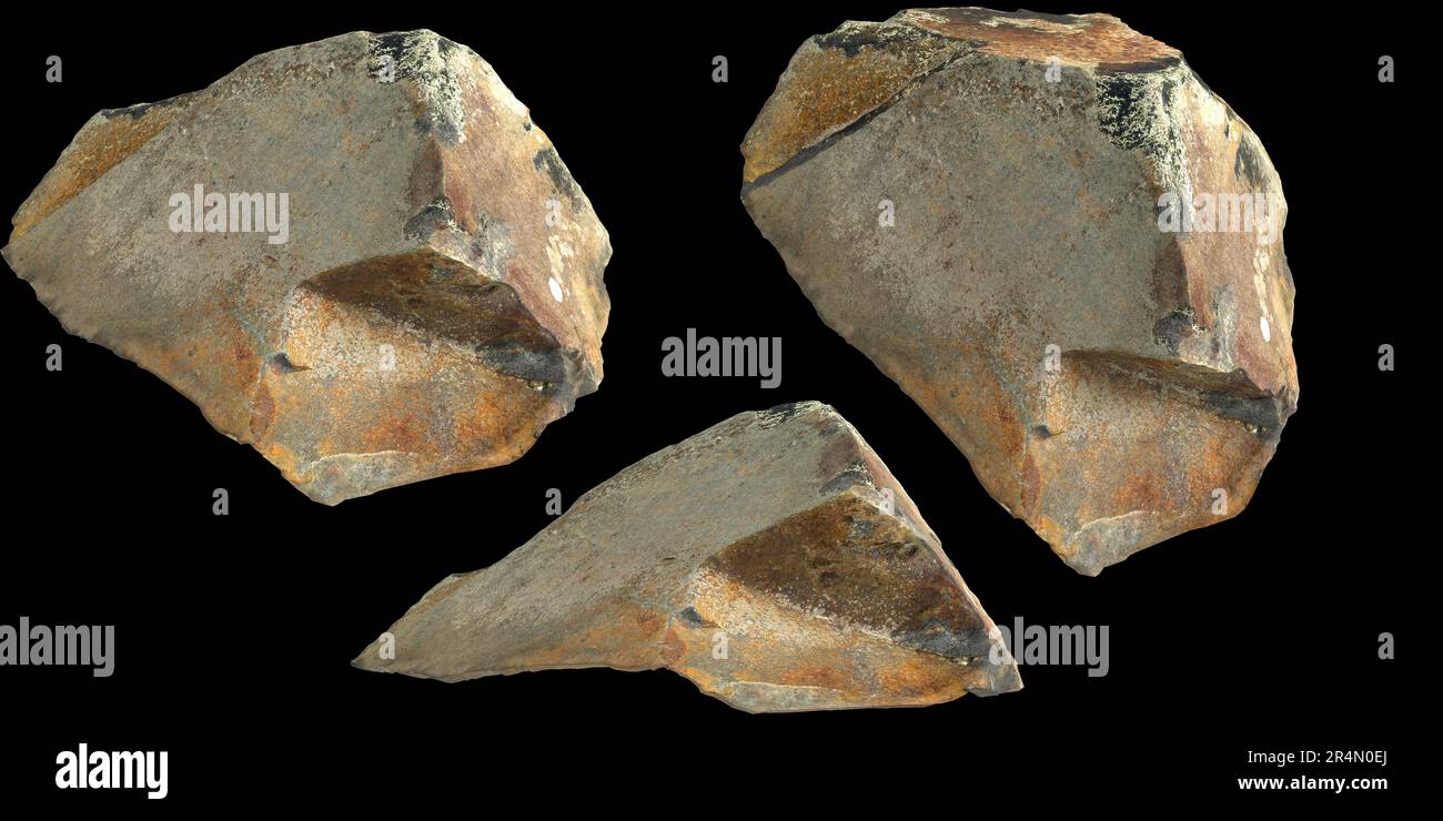 3d illustration of single rocks isolated on black background Stock ...