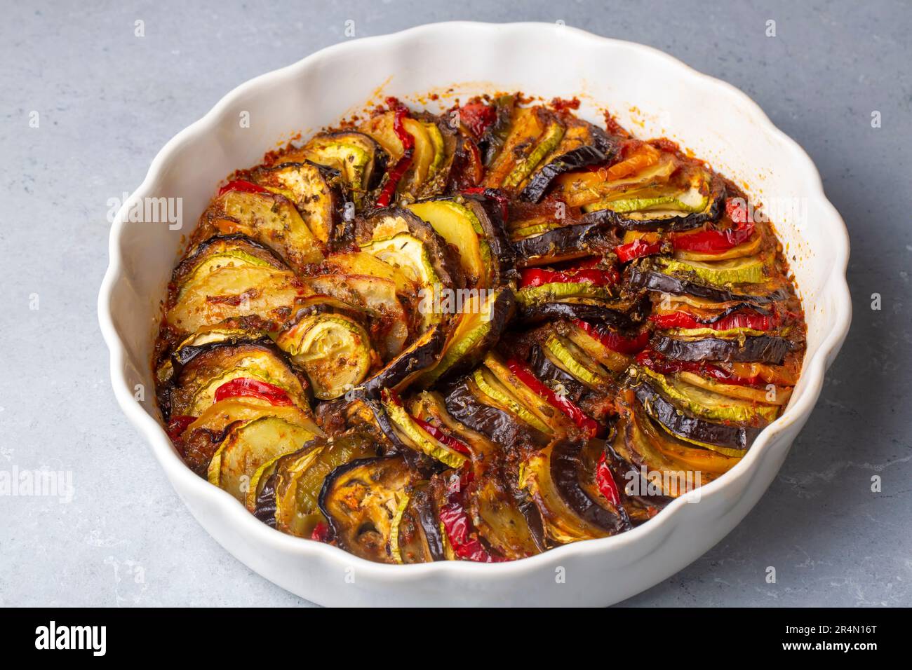 Traditional french stew with summer vegetables. Ratatouille casserole ...