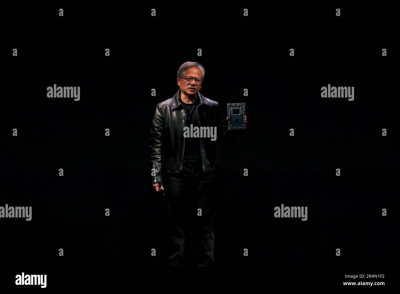 Taipei, Taiwan. 29th May, 2023. Nvidia president and CEO Jensen Huang ...