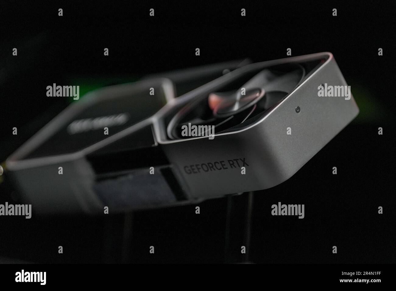 The NVIDIA 4060Ti graphics card shown during the Nvidia president and ...